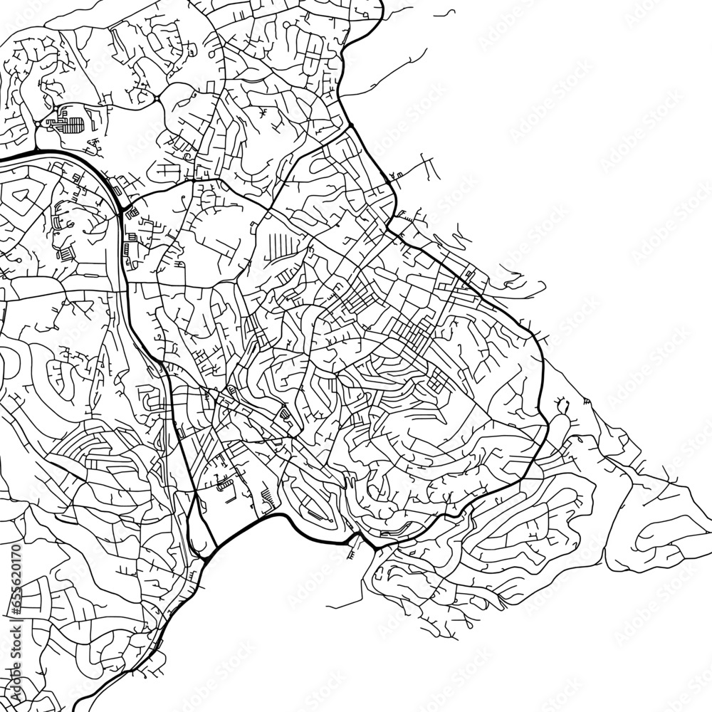 1:1 square aspect ratio vector road map of the city of Torquay in the ...