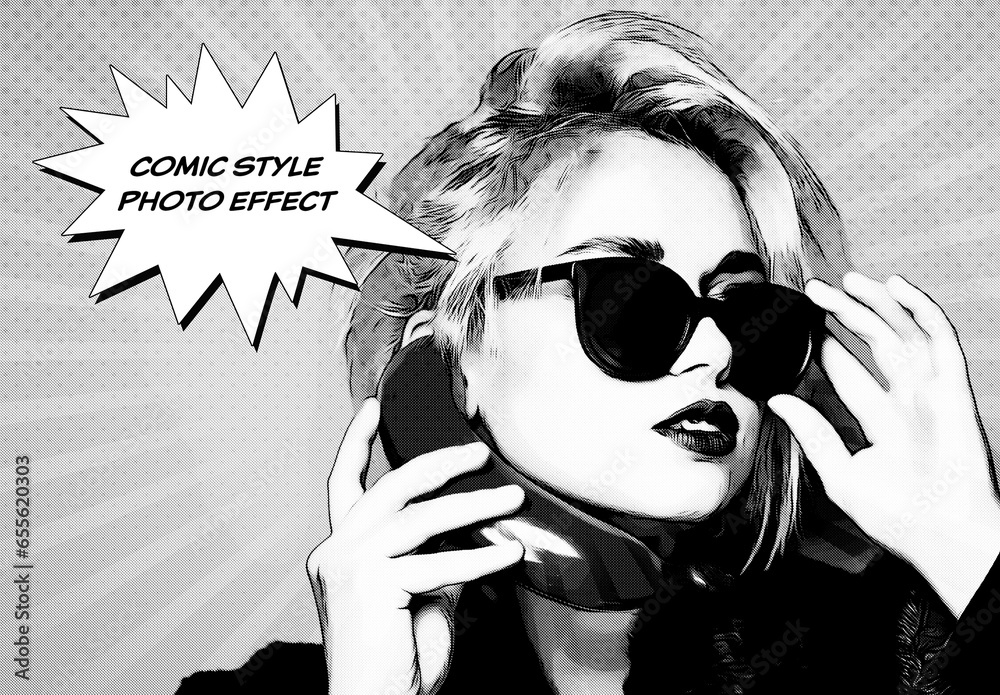 Comic Style Photo Effect Stock Template | Adobe Stock