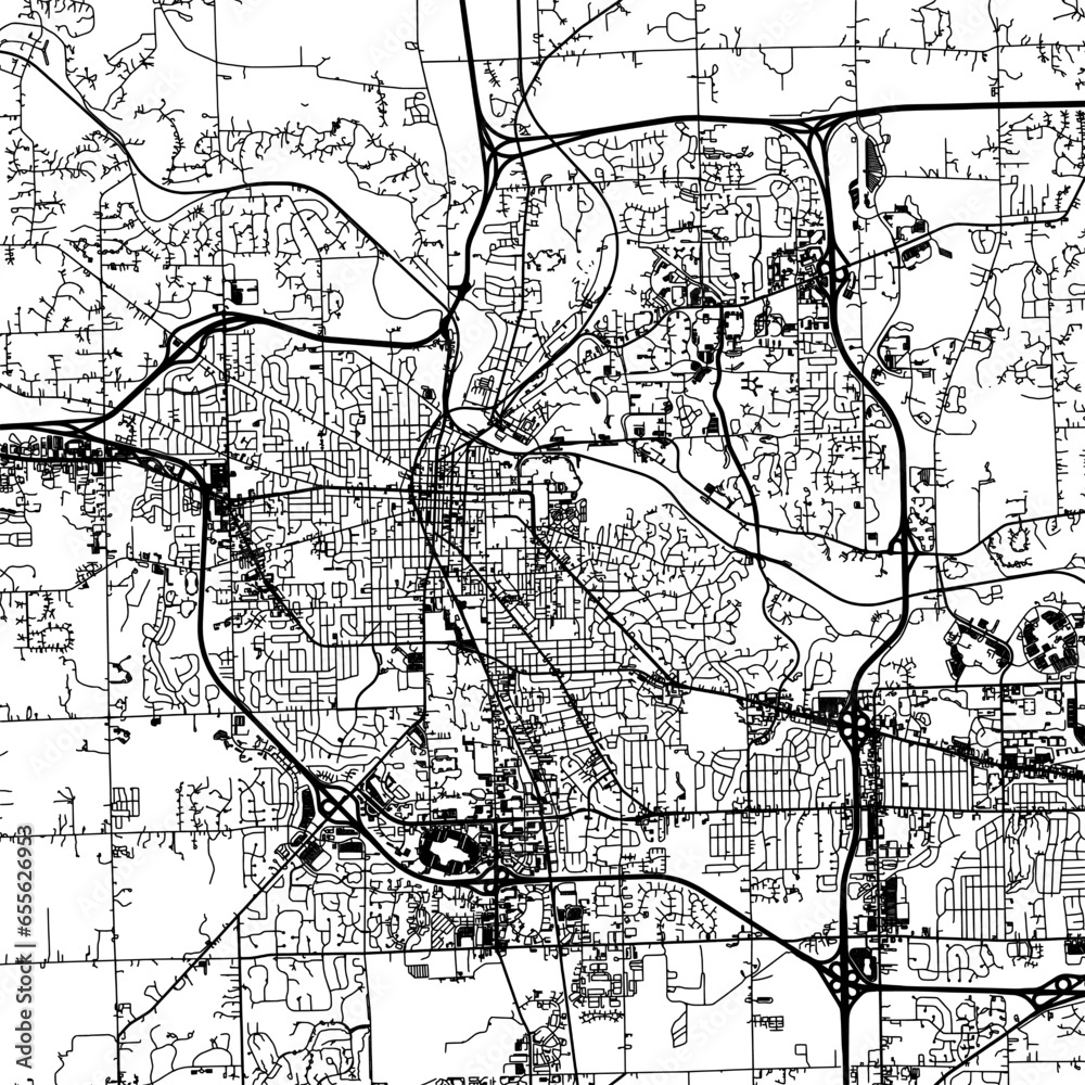 1:1 square aspect ratio vector road map of the city of Ann Arbor ...