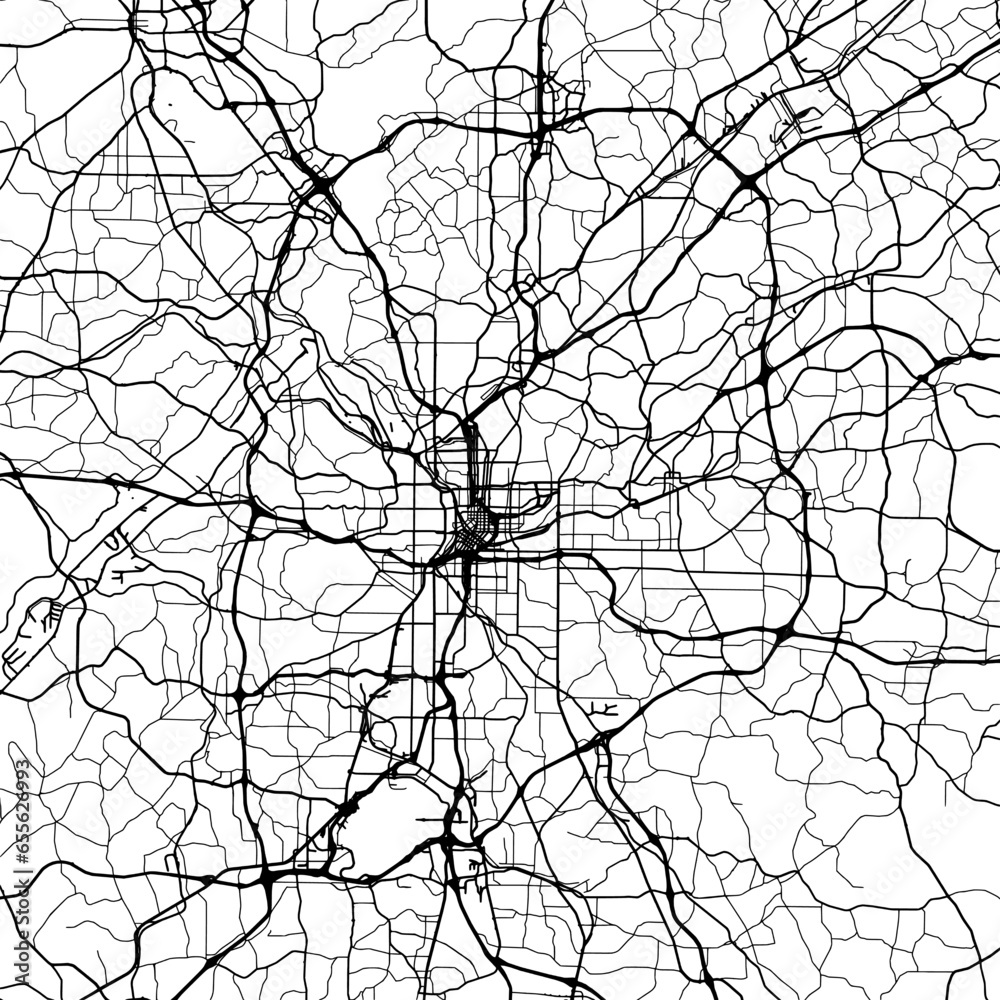 1:1 square aspect ratio vector road map of the city of Atlanta Georgia ...