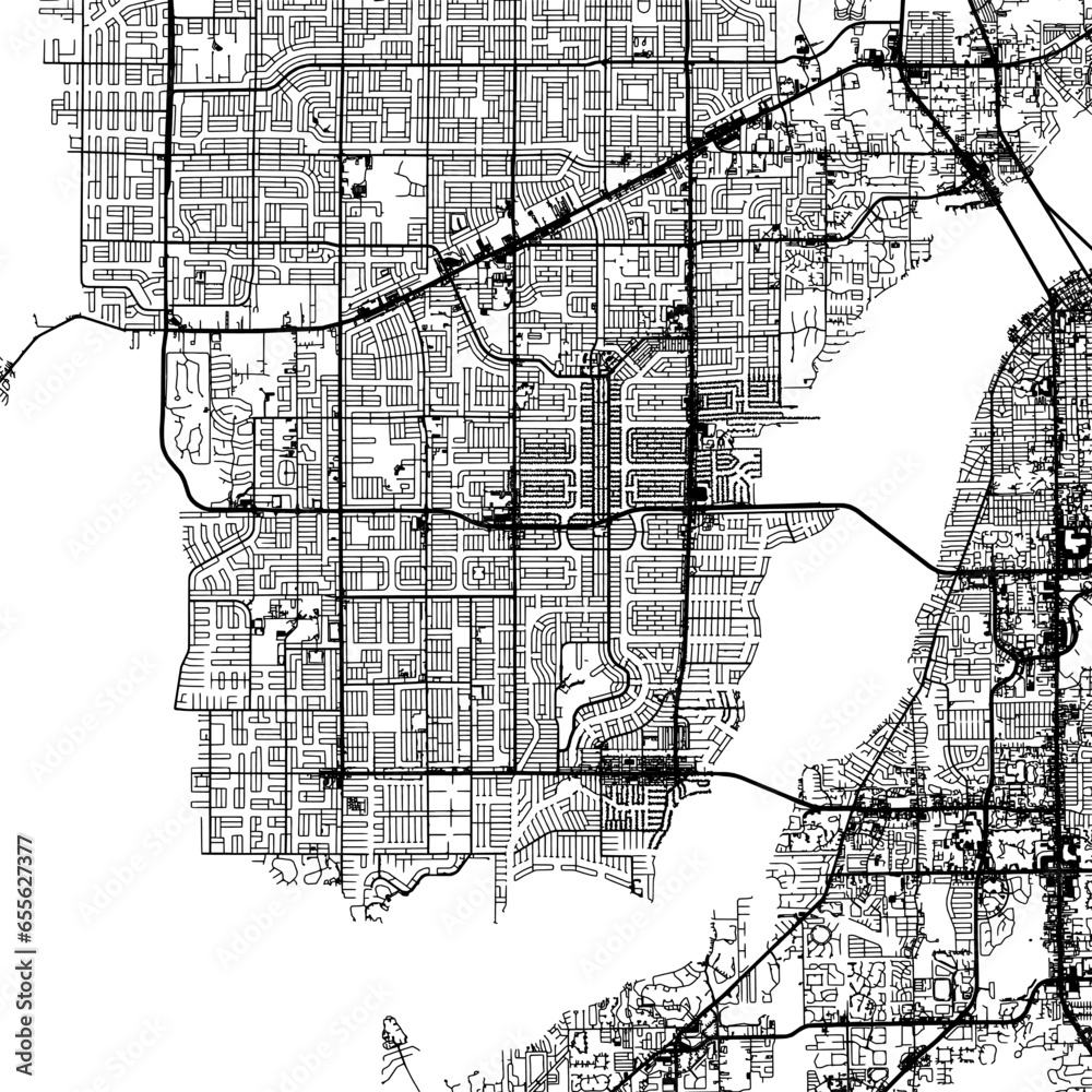 1 1 Square Aspect Ratio Vector Road Map Of The City Of Cape Coral