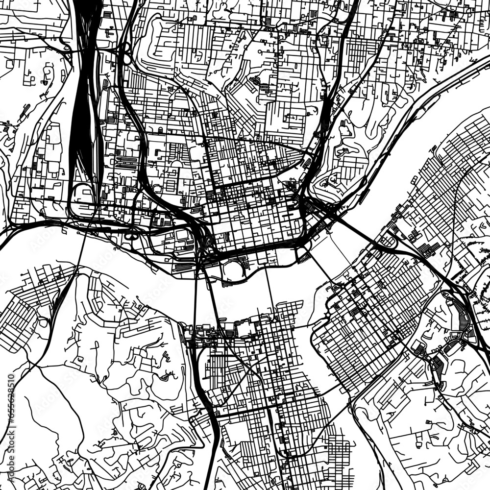 1:1 square aspect ratio vector road map of the city of Cincinnati Ohio ...