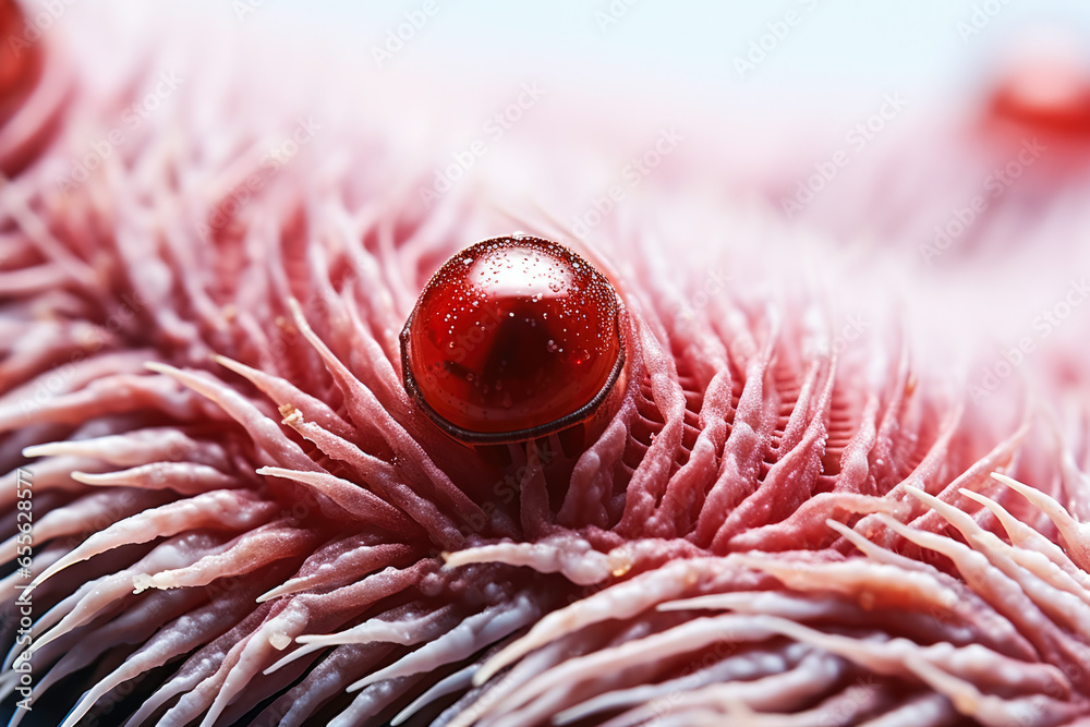 Extreme magnification of microscopic parasites isolated on a white ...