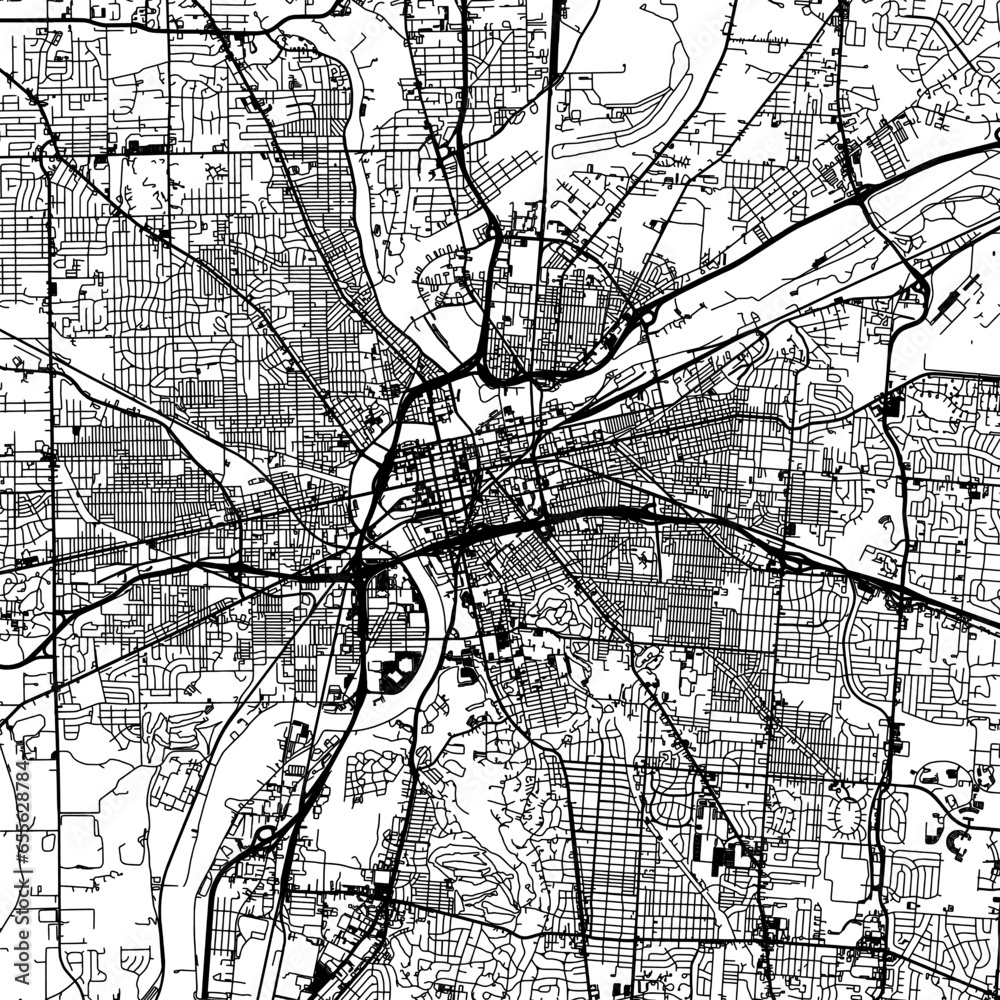 1:1 square aspect ratio vector road map of the city of Dayton Ohio in ...