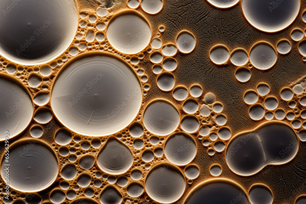 Highly magnified snapshots of yeast cells under microscope revealing ...