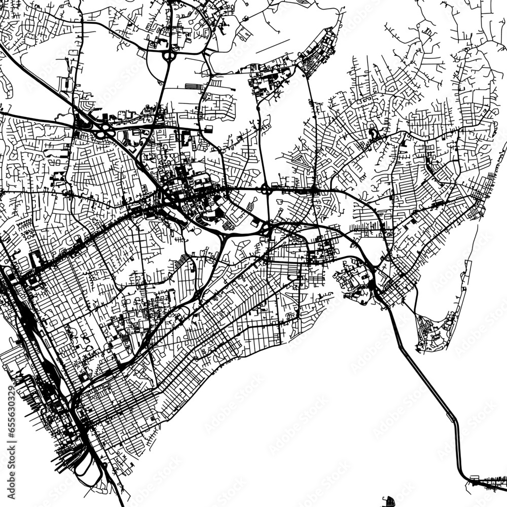 1:1 square aspect ratio vector road map of the city of Hampton Virginia ...