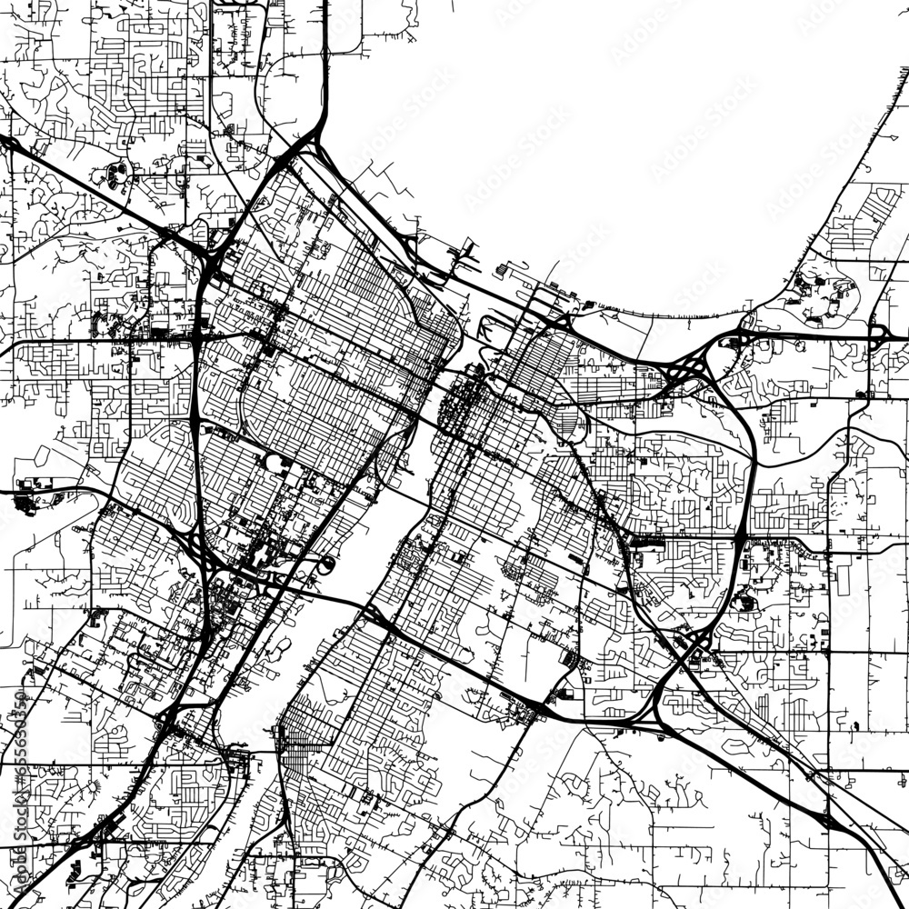 1:1 square aspect ratio vector road map of the city of Green Bay ...