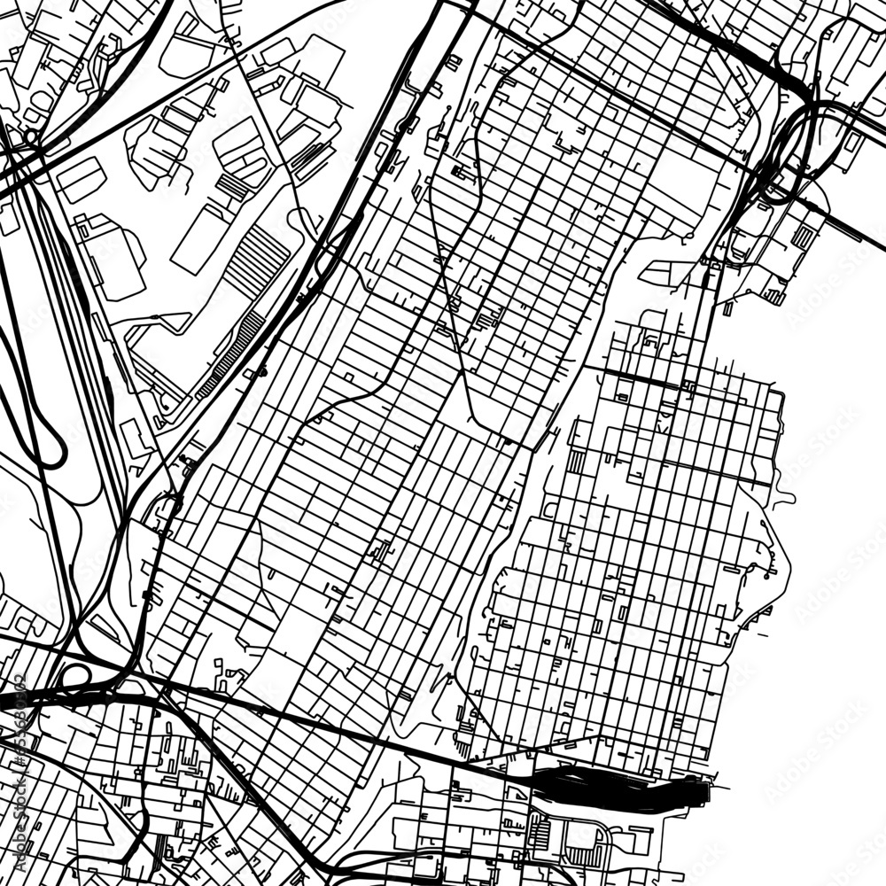 1:1 square aspect ratio vector road map of the city of Hoboken New ...