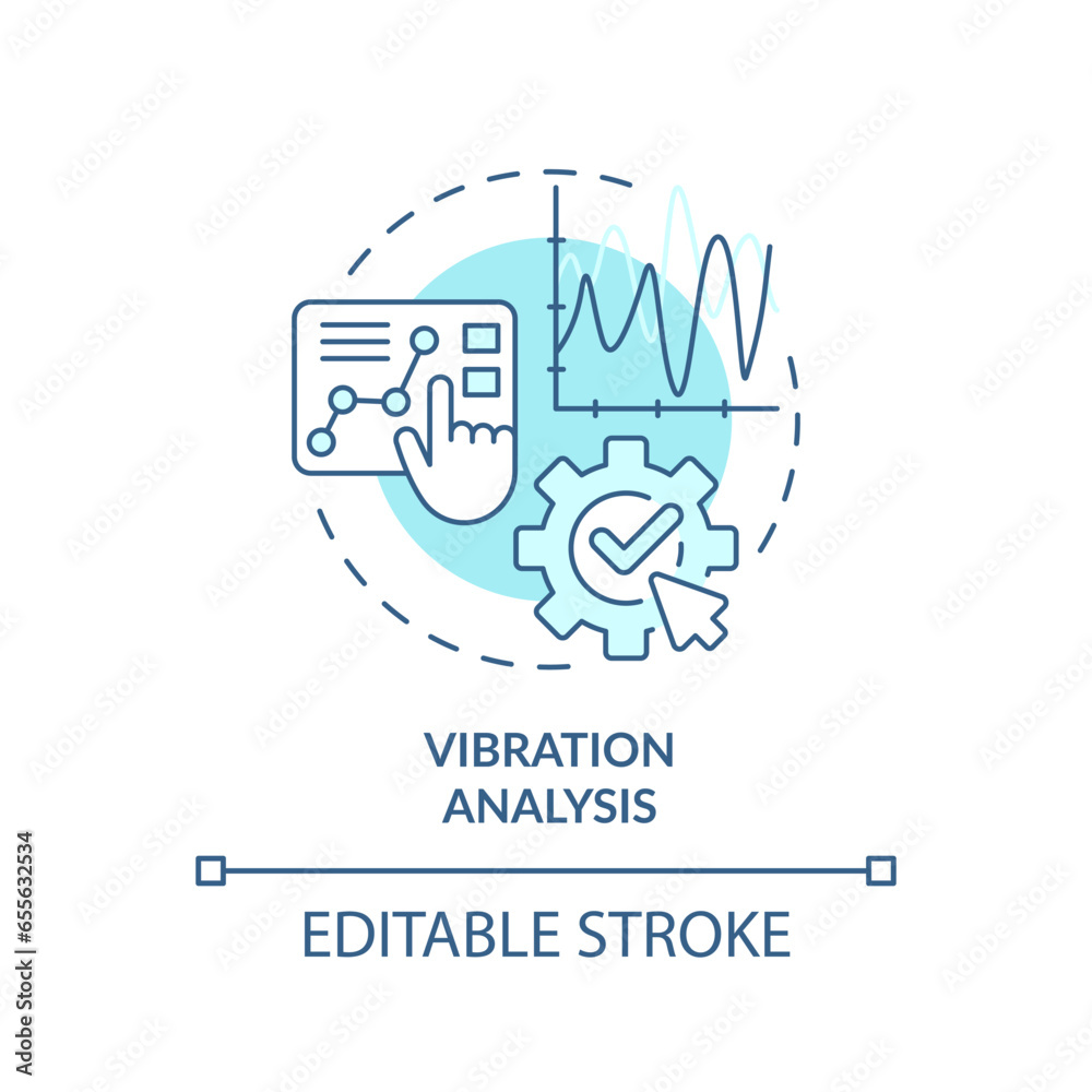 2D editable blue icon vibration analysis concept, isolated vector ...