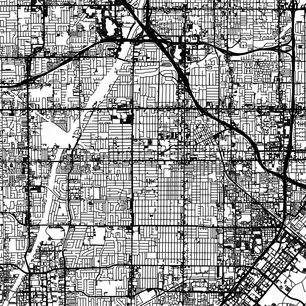 1:1 square aspect ratio vector road map of the city of Santa Ana ...