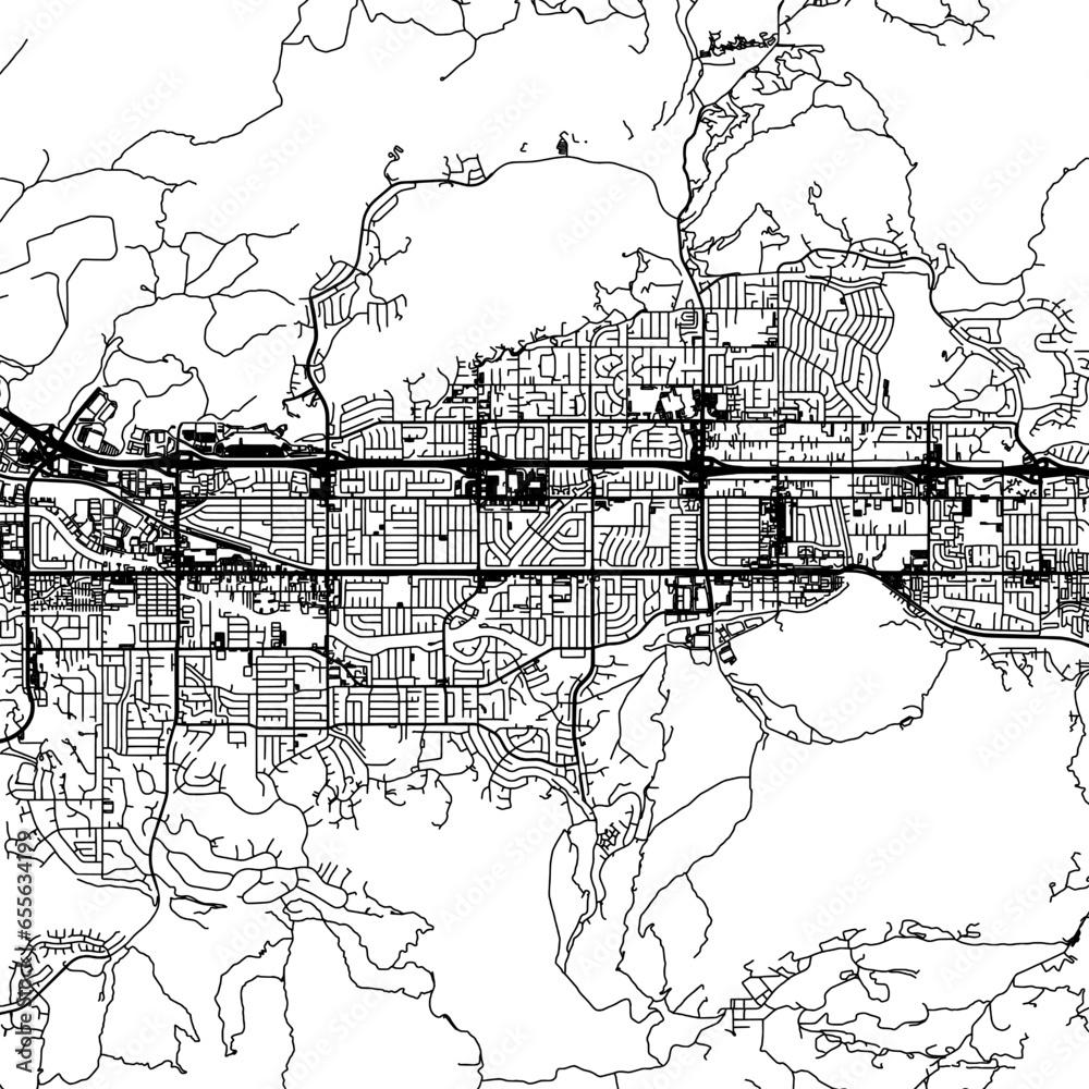 1:1 square aspect ratio vector road map of the city of Simi Valley ...