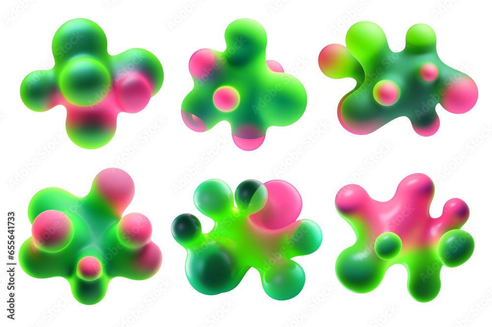 Virus icons isolated. Infection shapes, abstract molecules and microbes ...