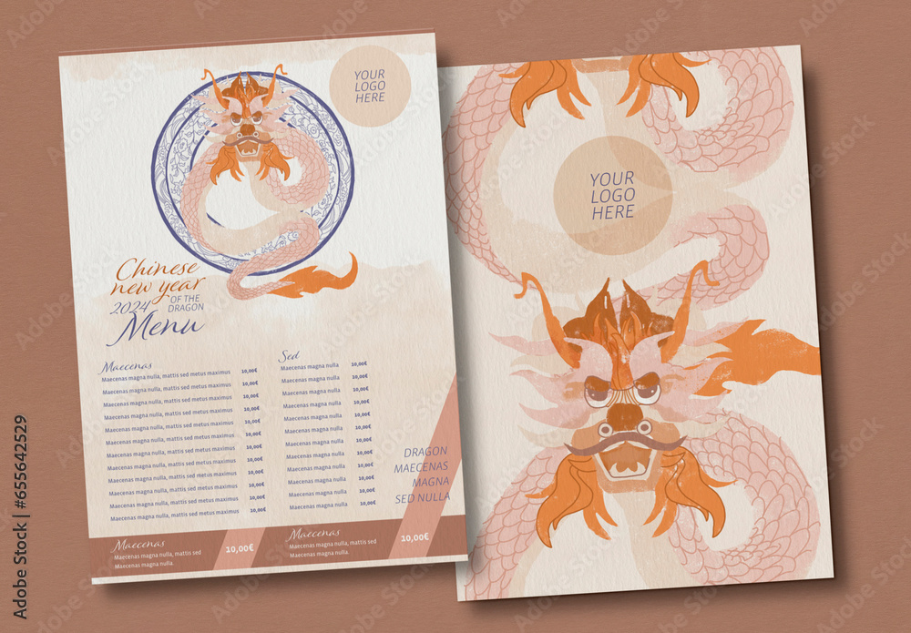 Menu Chinese Dragon 2024 Stock Template | Adobe Stock