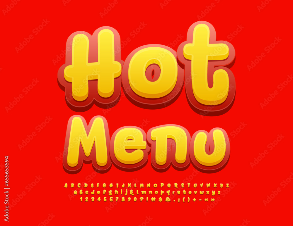 Vector bright advertisement Hot Menu for Cafe, Menu, Restaurant. Bright ...