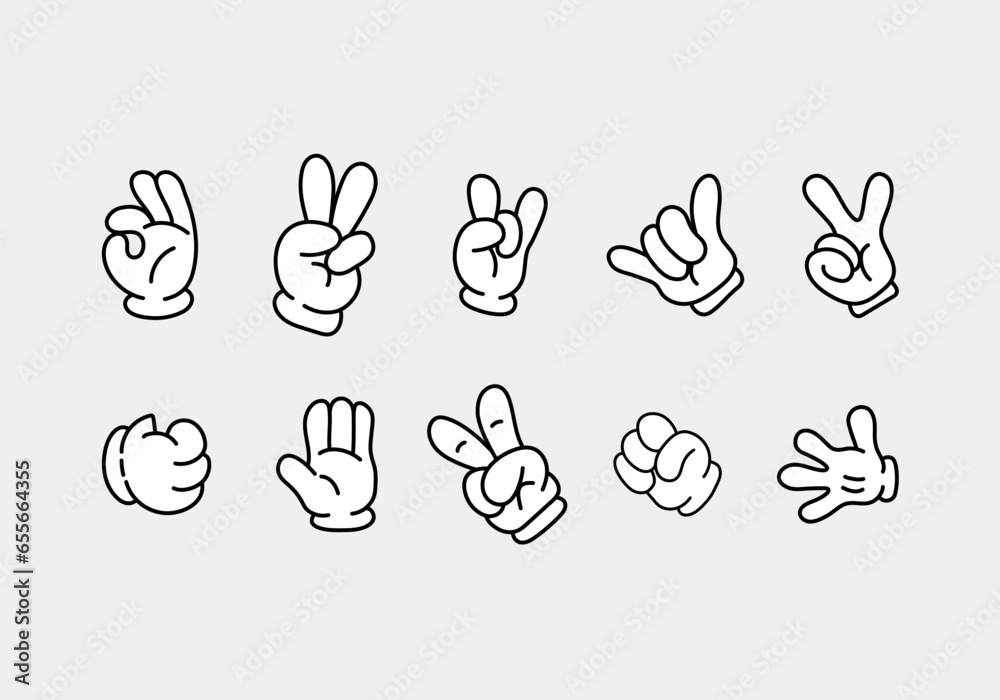 Cartoon Hand Set Illustrations Stock Vector | Adobe Stock