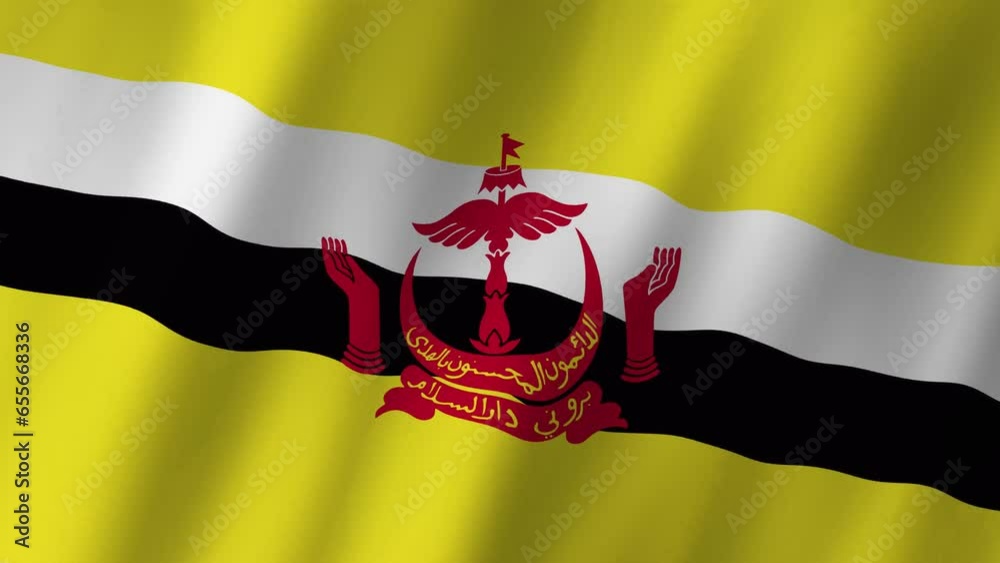 Brunei Flag. National 3d Brunei flag waving. Flag of Brunei footage ...