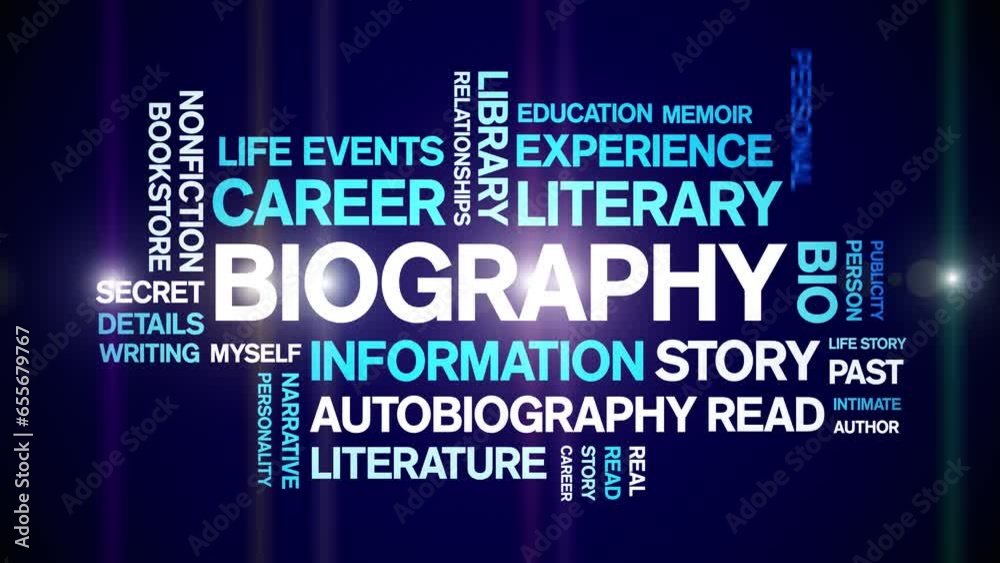 Biography animated tag word cloud;text design animation kinetic ...