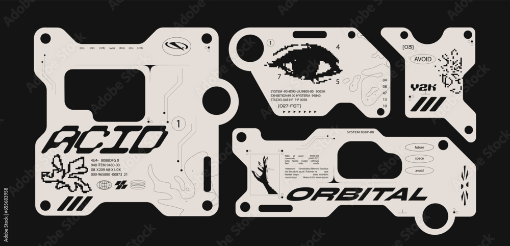 Futuristic y2k technology frame for design. HUD frames in Ski-Fi style ...