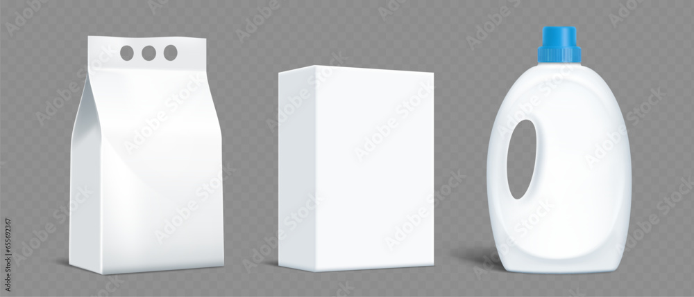 Vector packaging of laundry detergent. Washing powder template isolated ...