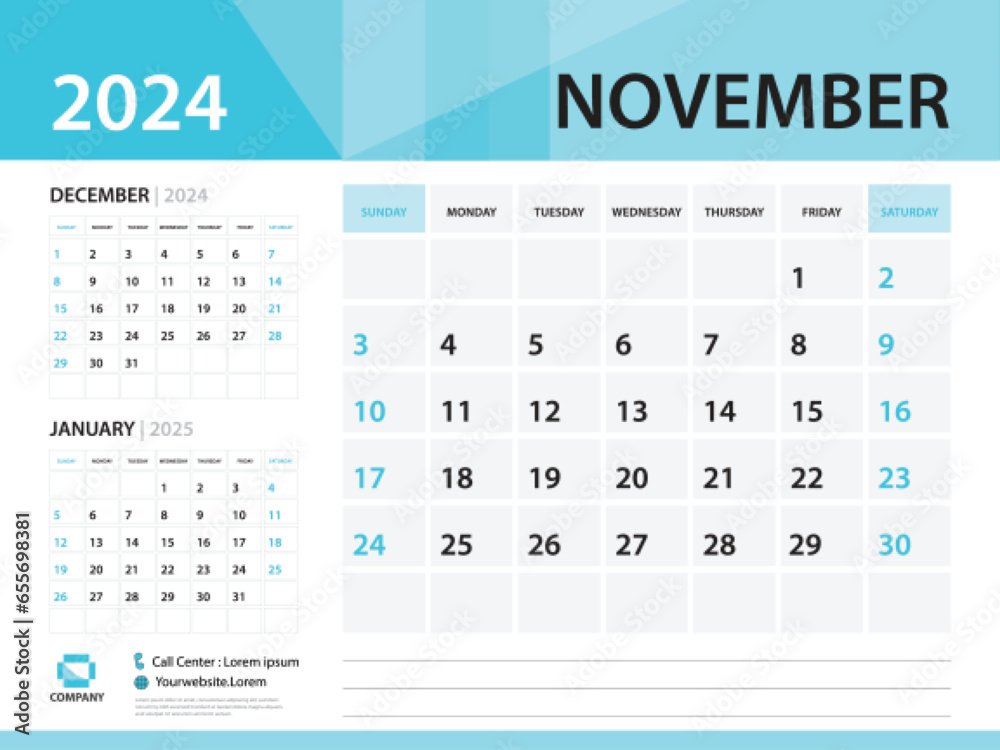 Calendar 2024 template, November 2024 year, Desk Calendar 2024 template ...