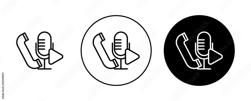 Ivr icon set in black filled and outlined style. suitable for UI ...