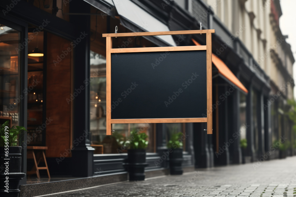 Blank shop or store frame signage sign design mockup isolated, hanging ...