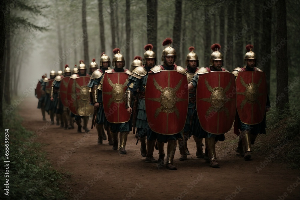 Roman legionaries Marching trough a forest Stock Illustration | Adobe Stock