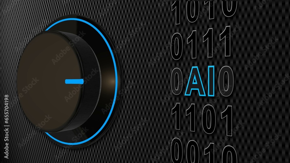 AI or Artificial Intelligence - rotary switch points on scale with year ...