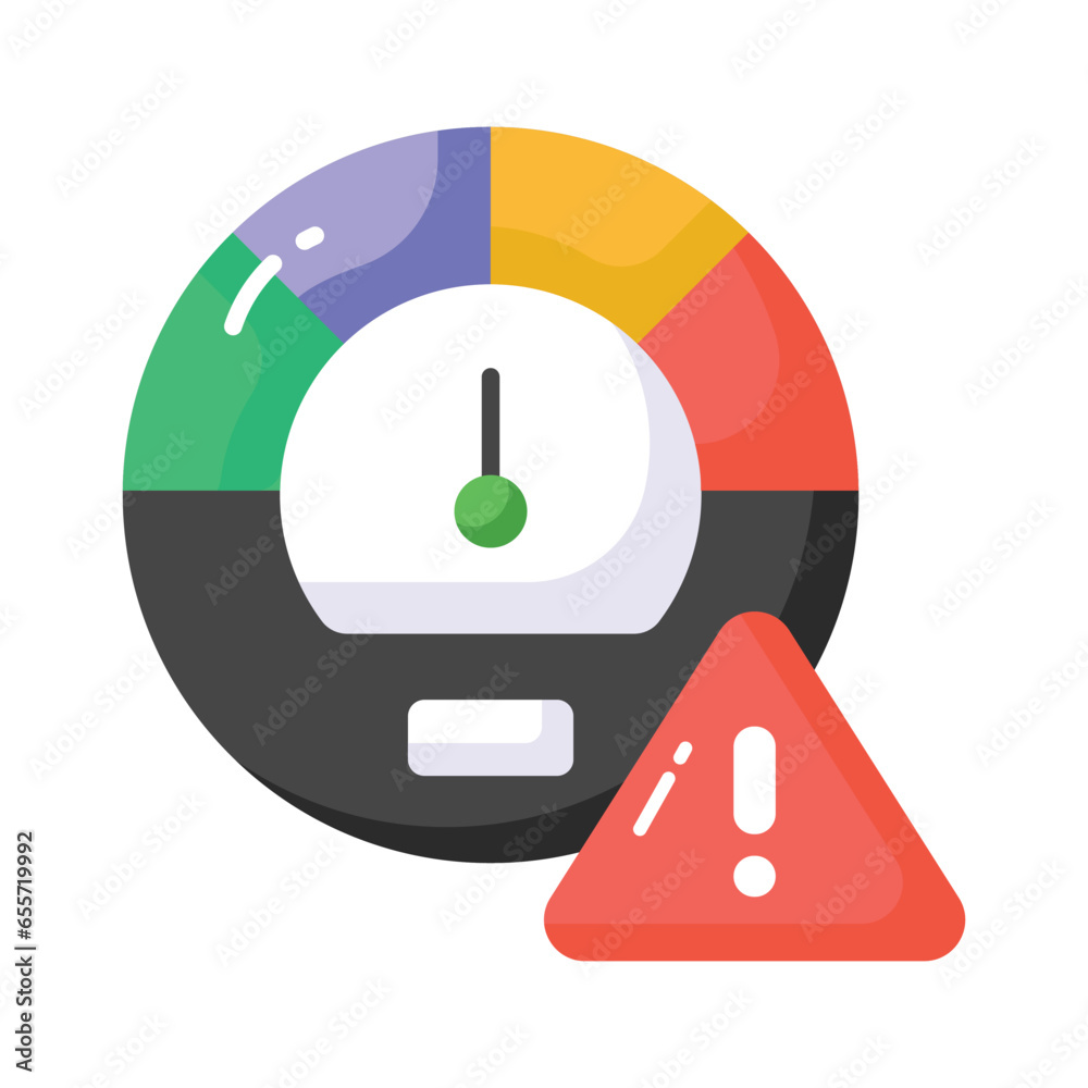 Speedometer with exclamation mark depicting speed limit vector design ...