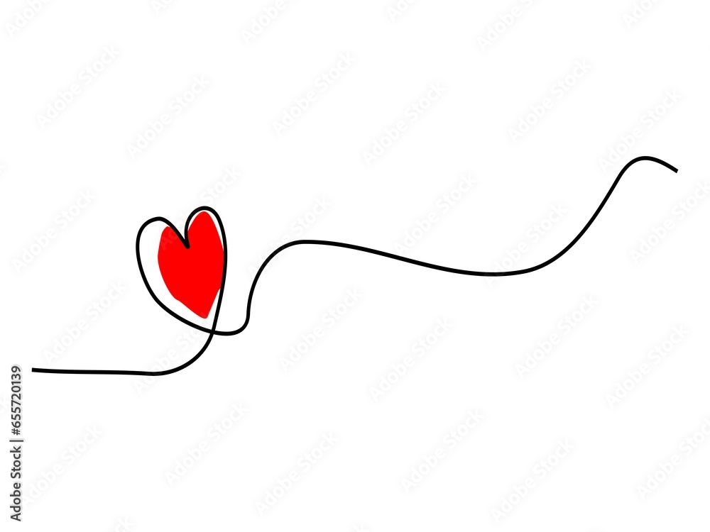 Ilustración de una linea negra con forma de corazón y un corazón de ...