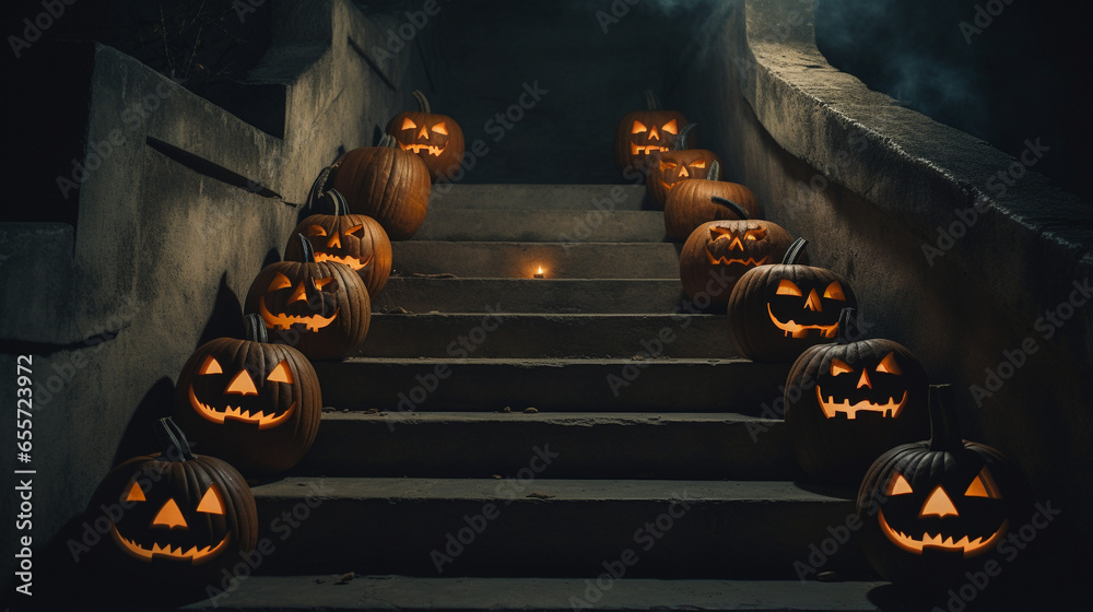 Haunted Steps: A Spine-chilling Stairwell Trek, Generative AI Stock ...