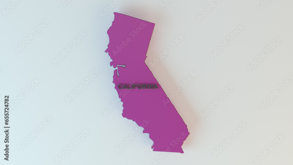 California 3D Map illustration Stock Illustration | Adobe Stock