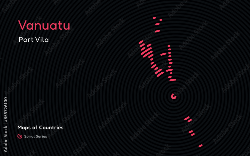 Creative map of Vanuatu. Political map. Port Vila. Capital. World ...
