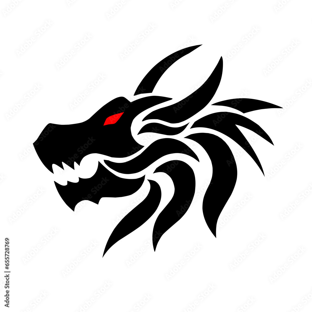 graphic vector illustration of design art dragon head tattoo from the ...