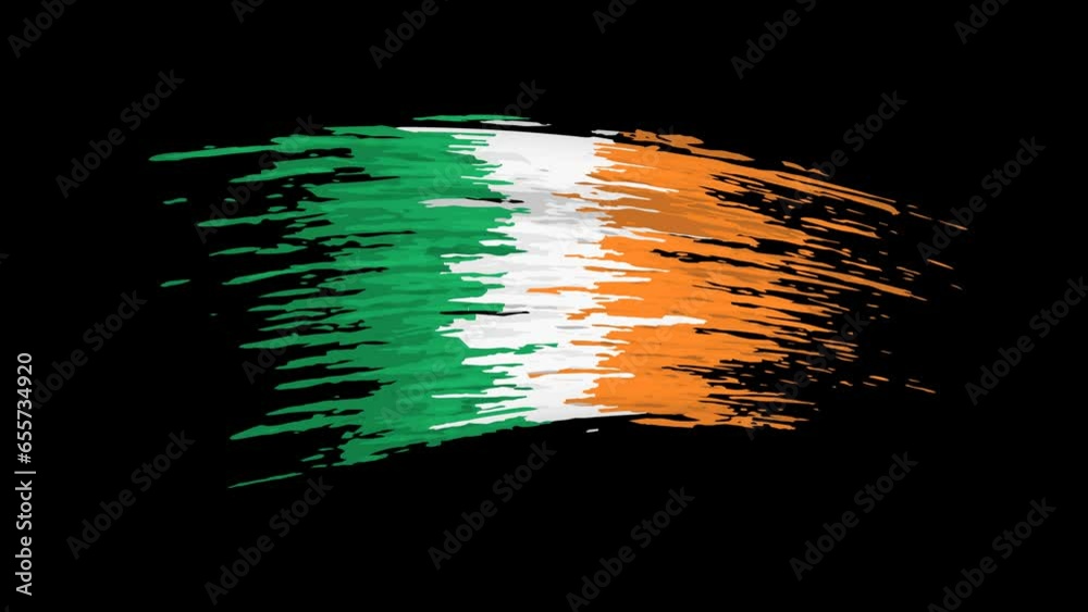 Republic of ireland flag animation. Brush painted irish flag on a ...
