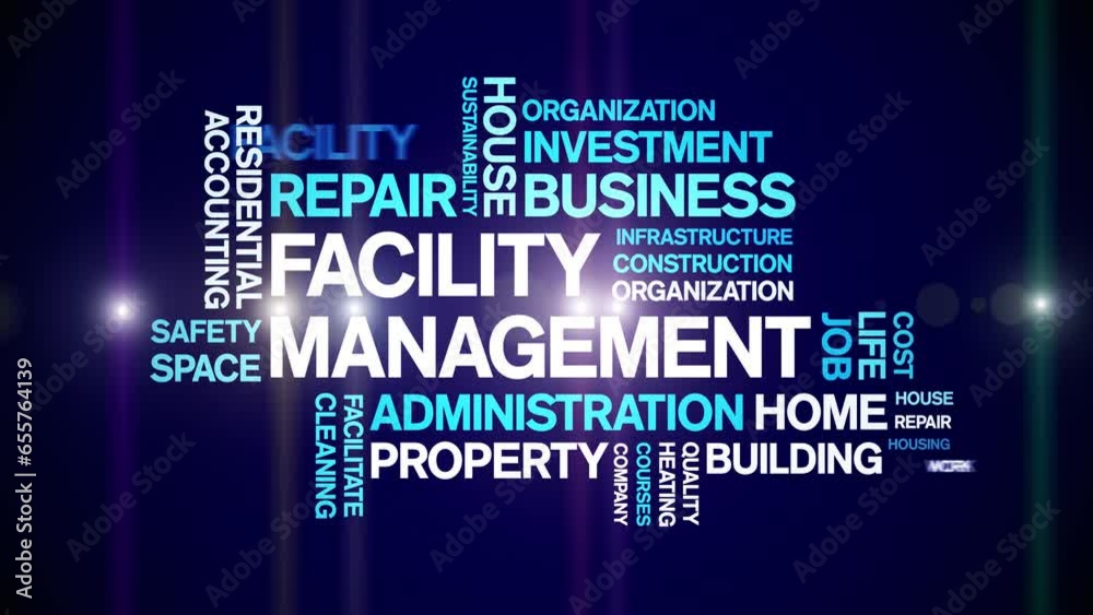 Facility Management animated tag word cloud;text design animation ...