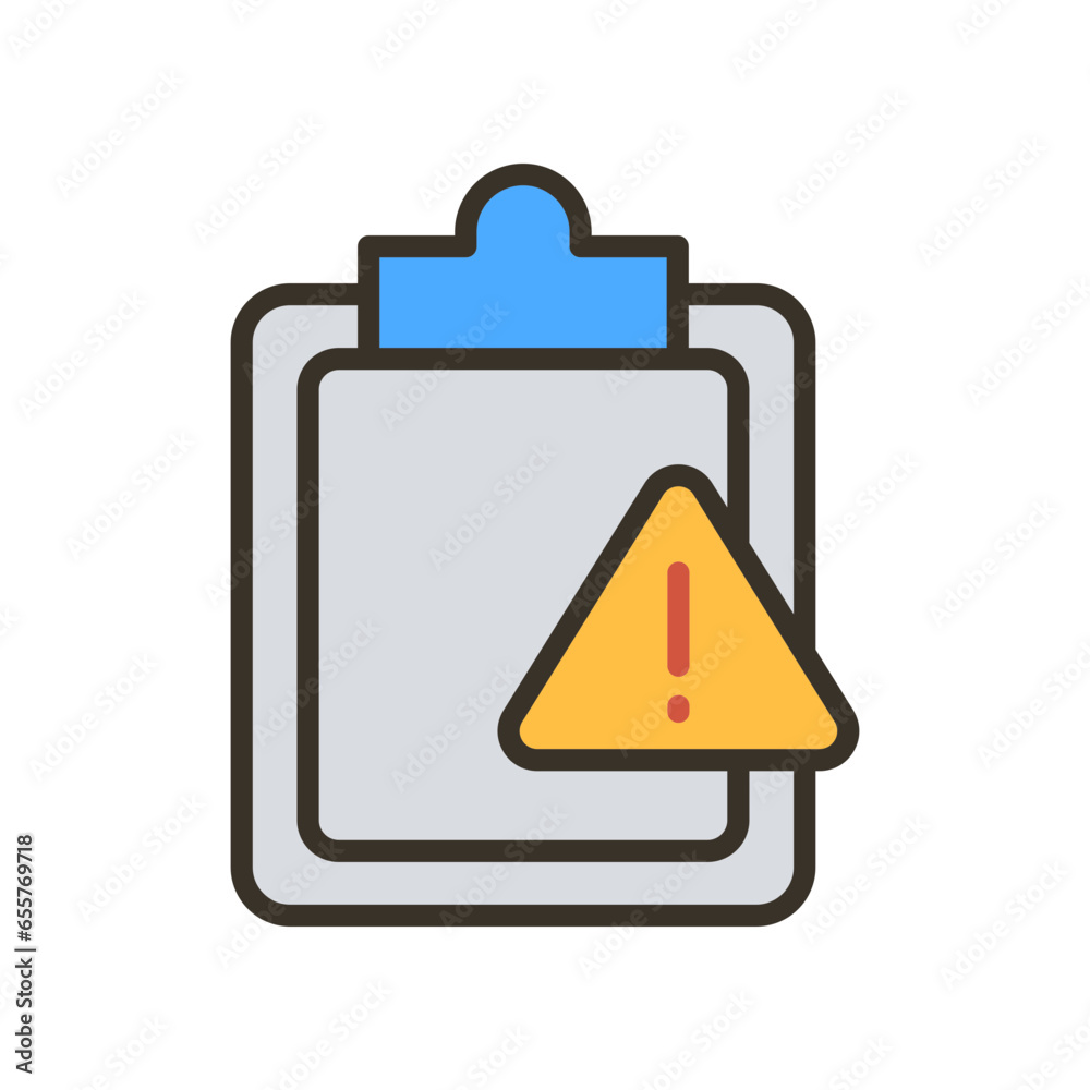 Clipboard with exclamation point Important document sign, caution file ...