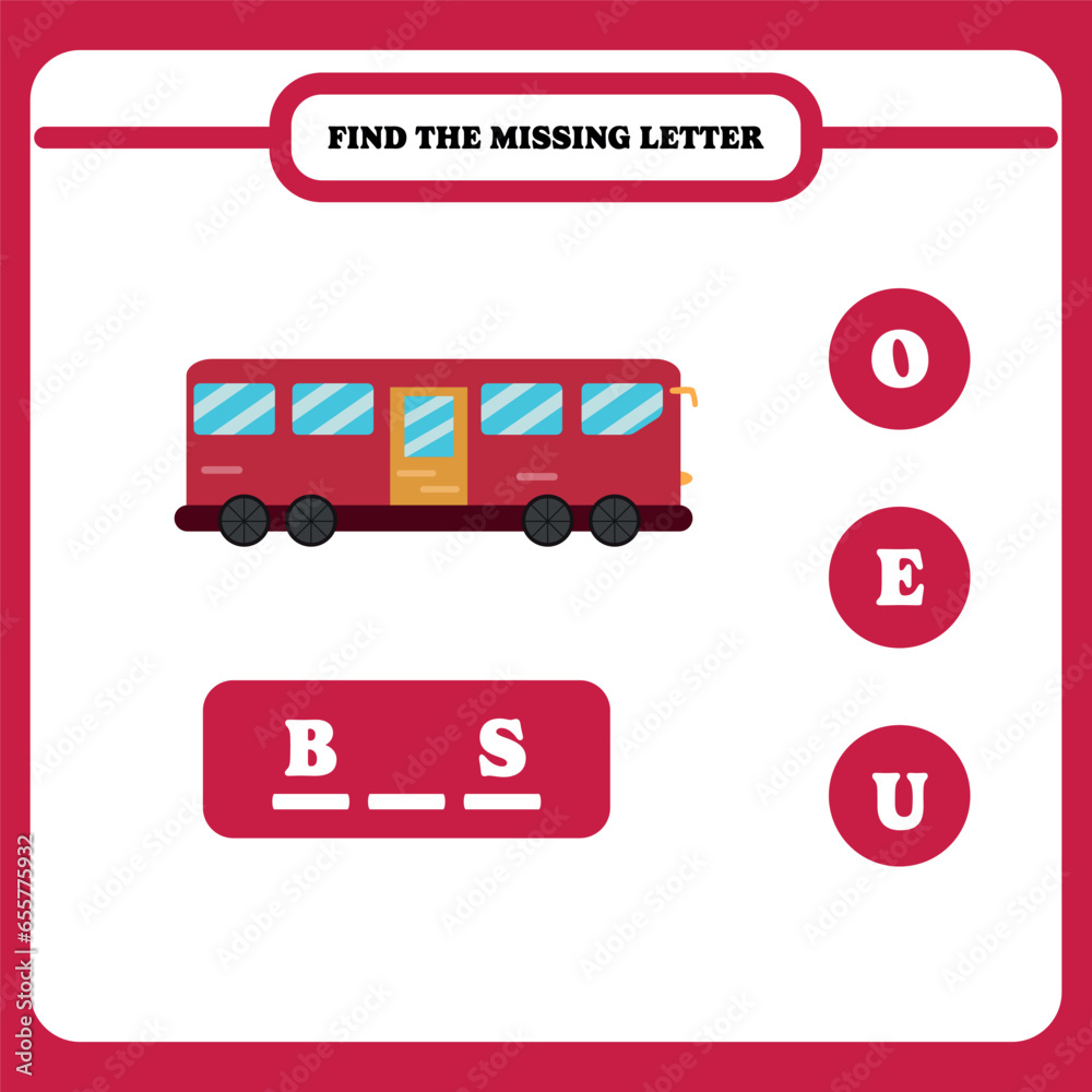 Find the missing letter. Educational spelling game for kindergarten or ...