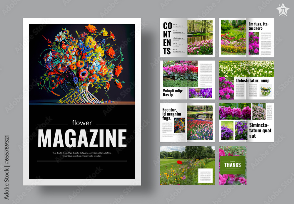 Flower Magazine Stock Template | Adobe Stock