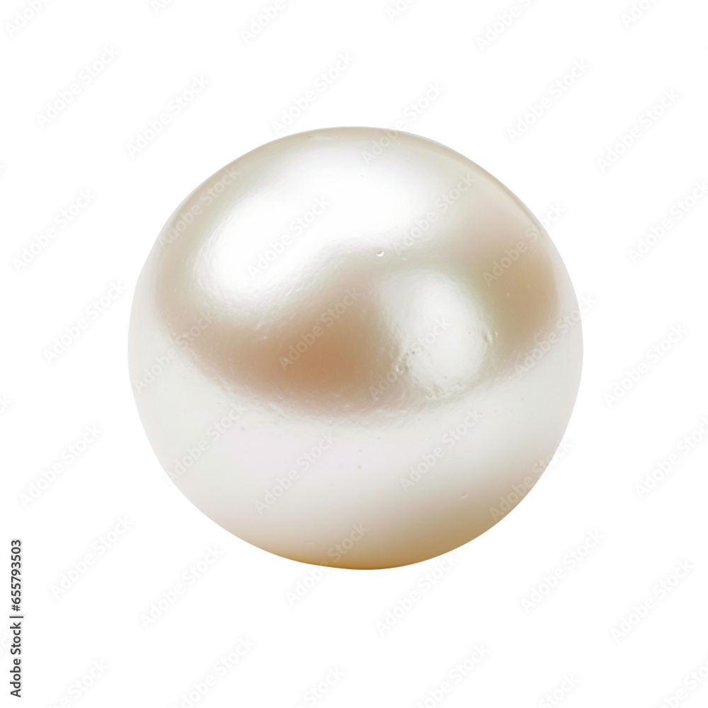 Realistic Single white pearl sphere, shiny natural white sea pearl with ...