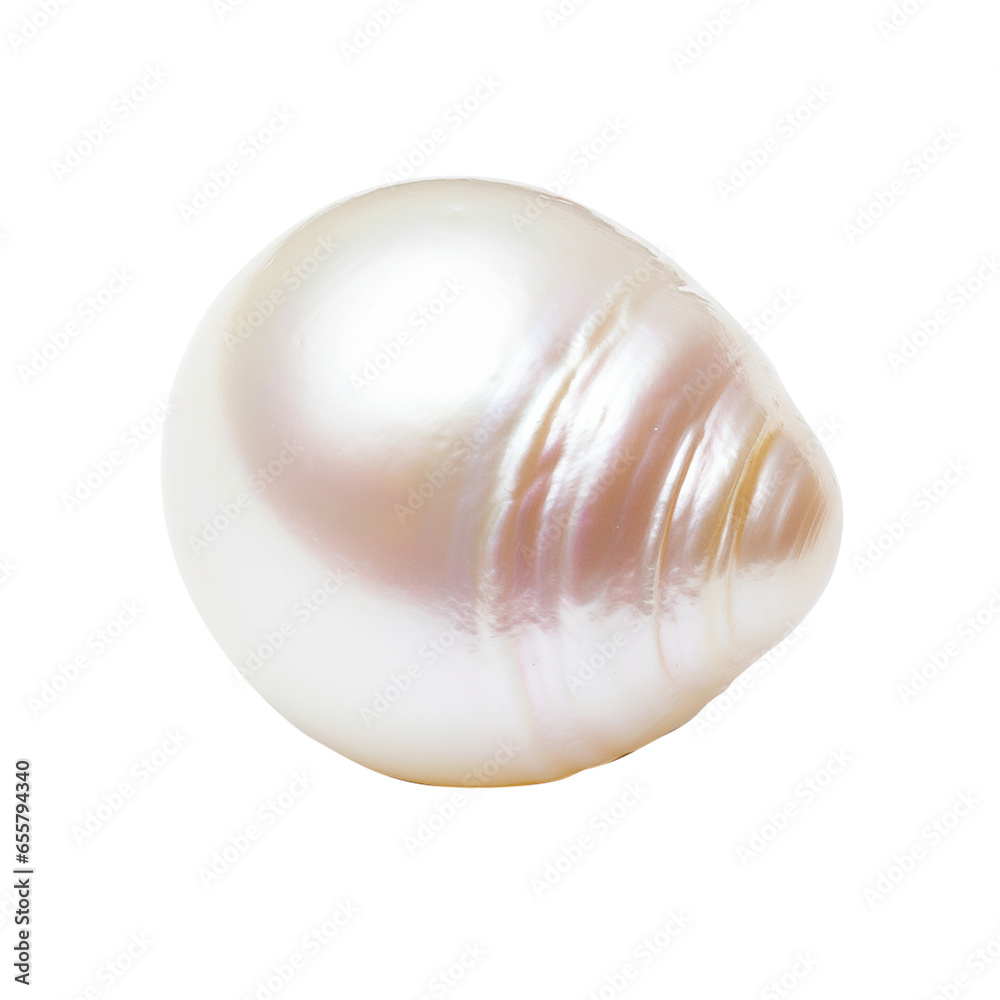 Realistic Single white pearl sphere, shiny natural white sea pearl with ...