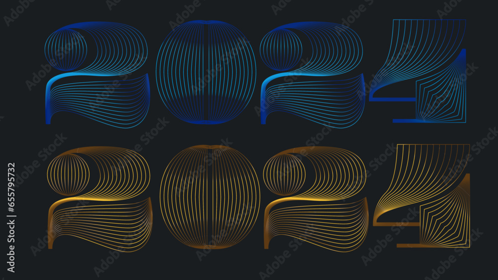The 2024 year number line effect in Illustrator,2024 happy new year ...