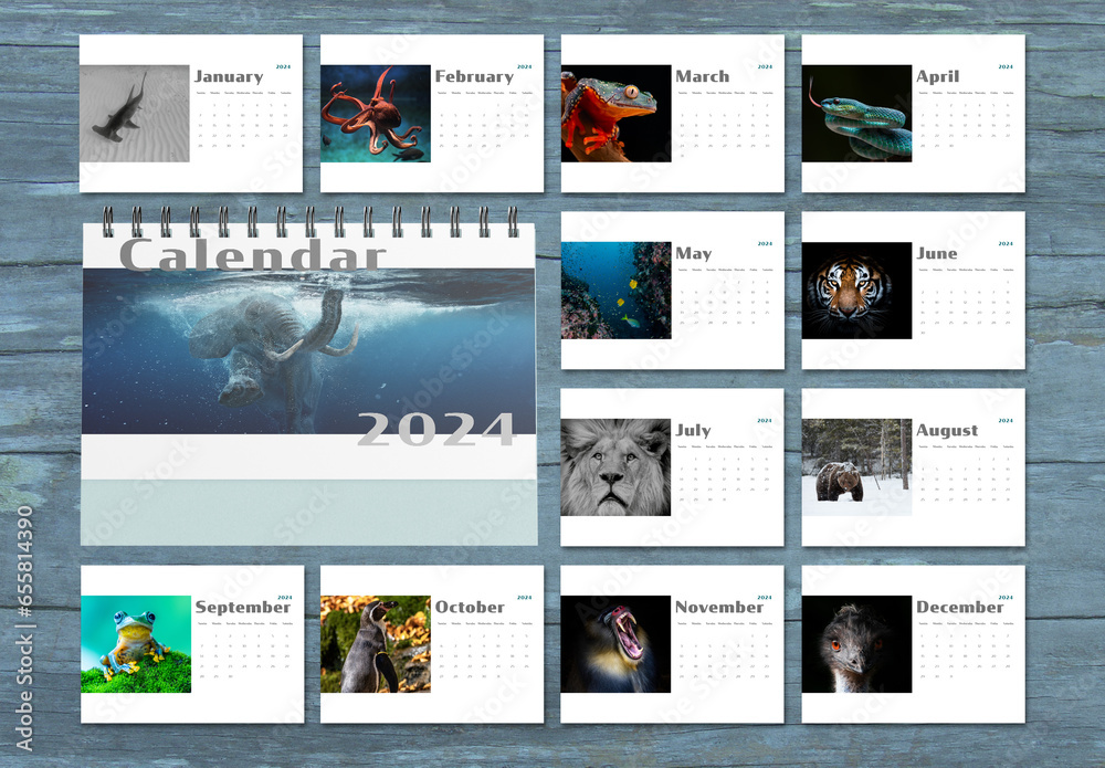 2023 Desk Flip Calendar Template Layout Stock Template | Adobe Stock