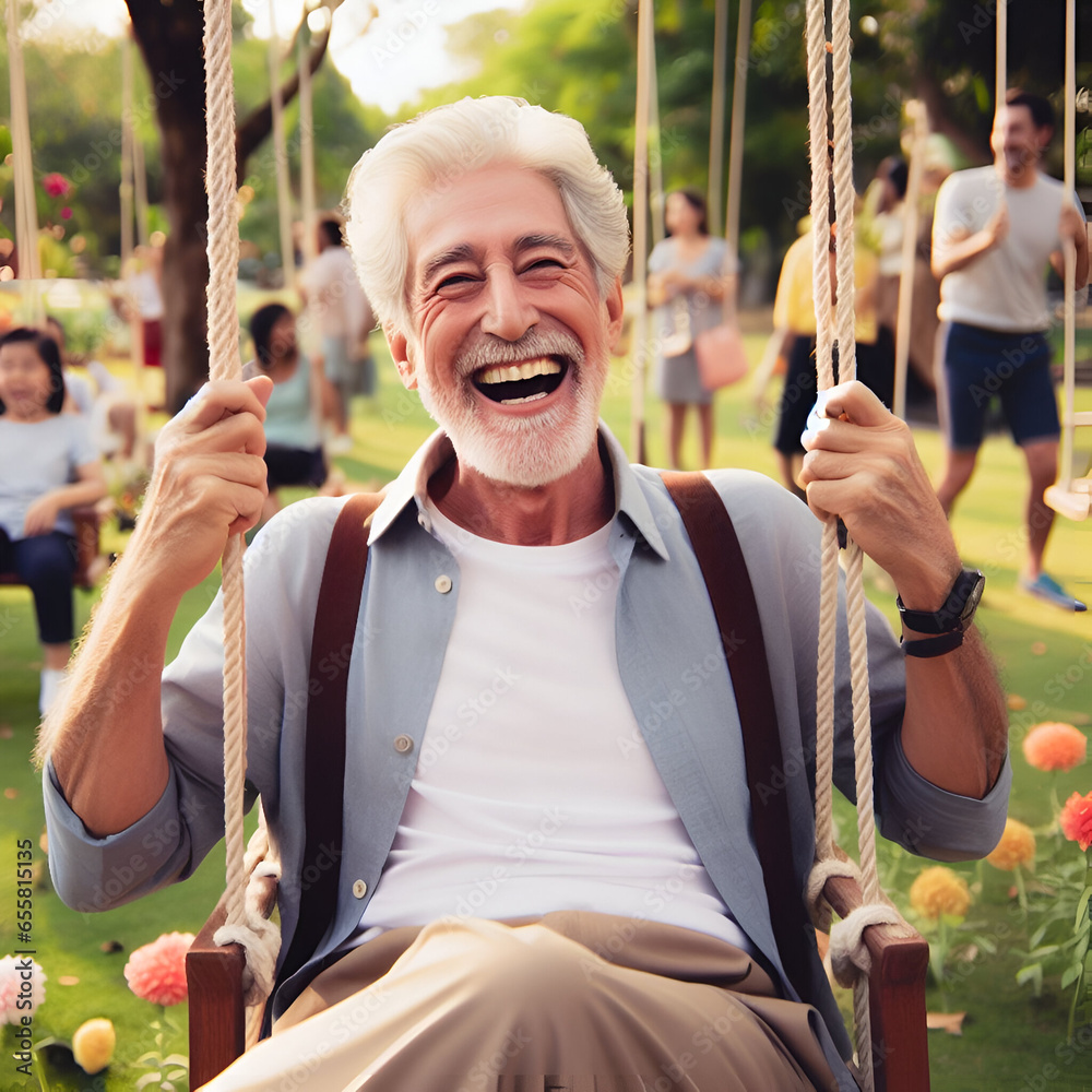 Retired Old Elder Senior Elderly Man Having Fun Love Cheerful Laughing ...