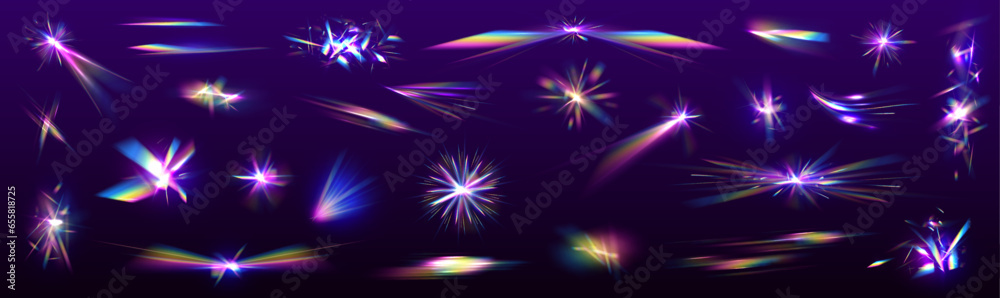 Vecteur Stock Rainbow crystal light leak flare reflection effect ...