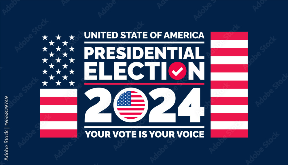 Vetor de Presidential election 2024 background design template with USA ...