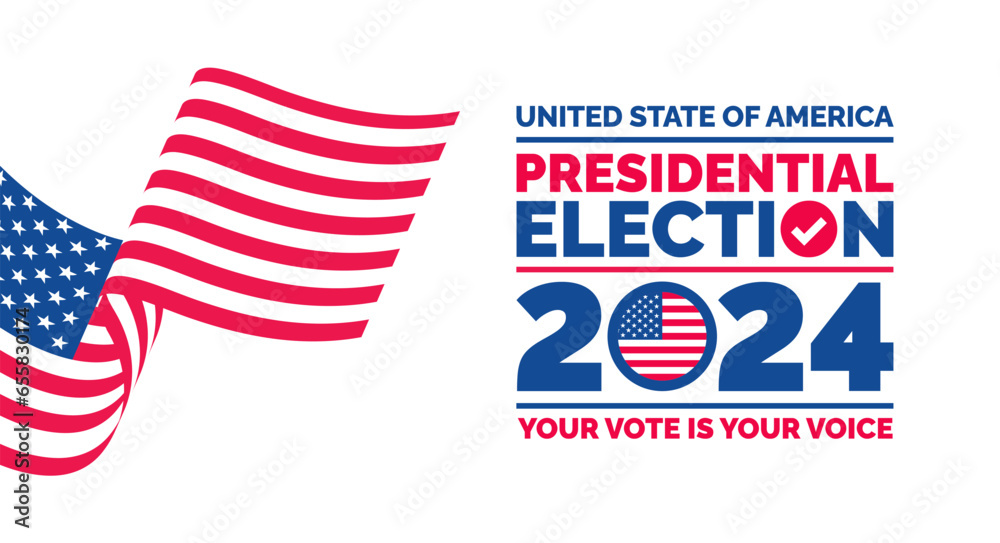 Presidential election 2024 background design template with USA flag ...
