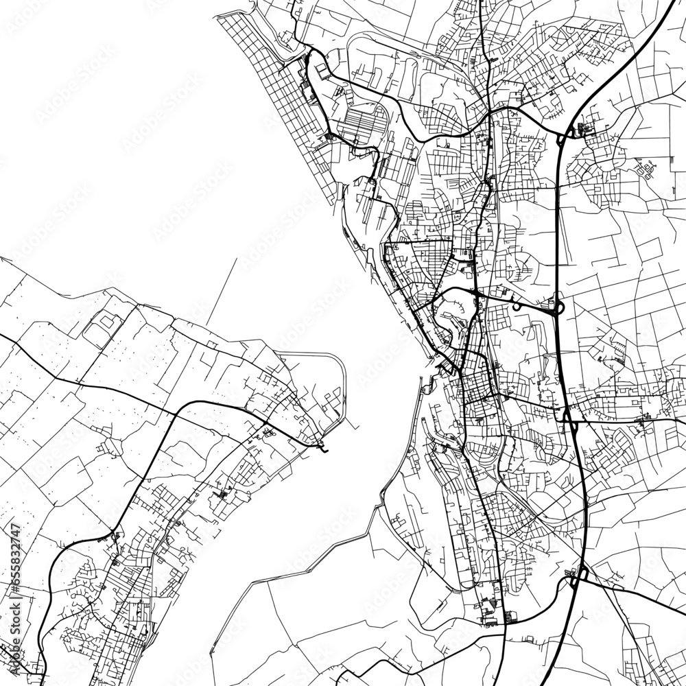 1:1 square aspect ratio vector road map of the city of Bremerhaven in ...