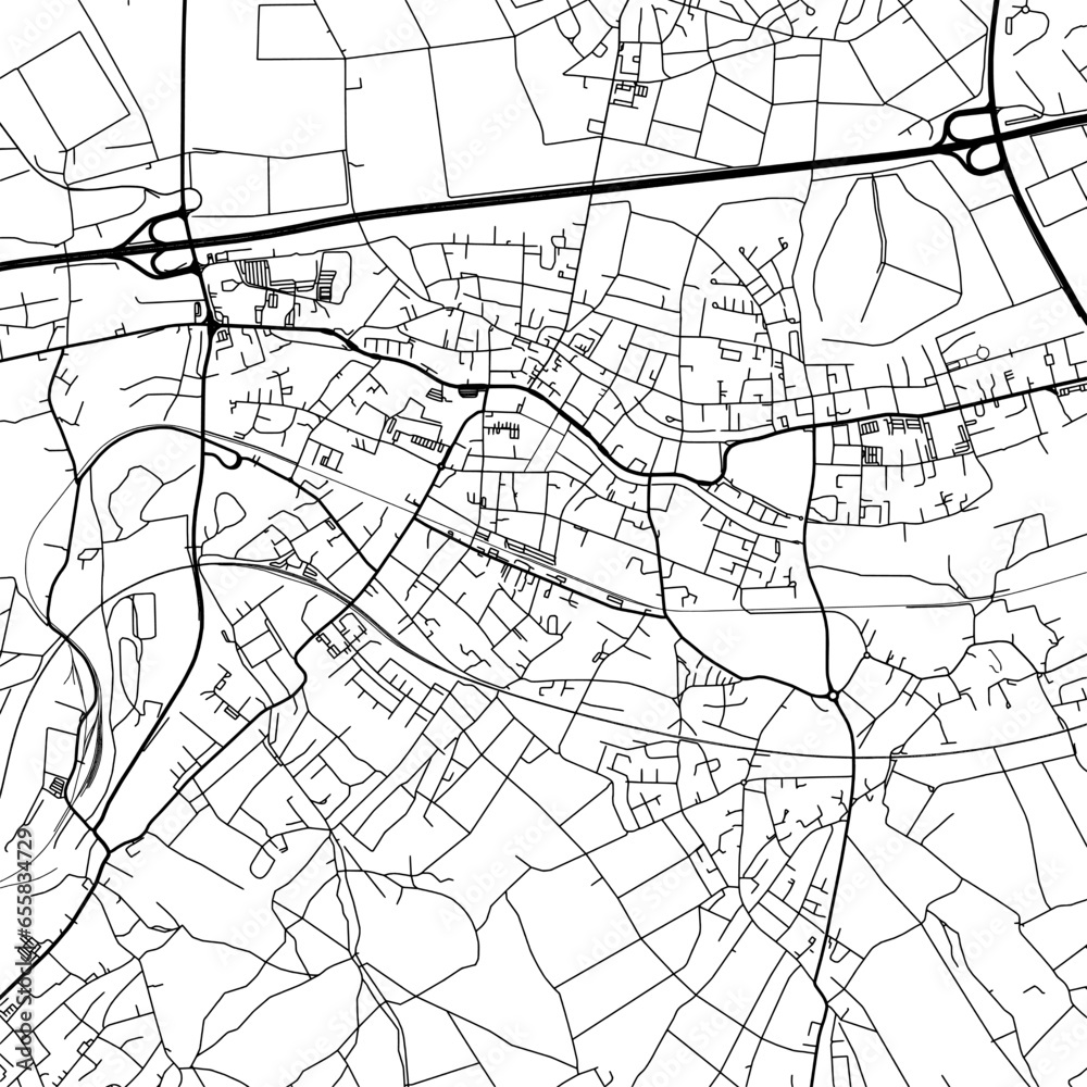 1:1 square aspect ratio vector road map of the city of Eschweiler in ...