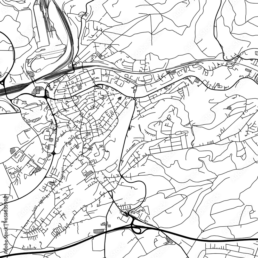 1:1 square aspect ratio vector road map of the city of Neunkirchen in ...